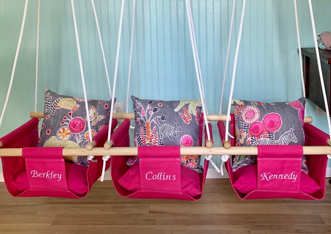 Triplet's Indoor Canvas Baby Swing Triplet's 1st - Etsy