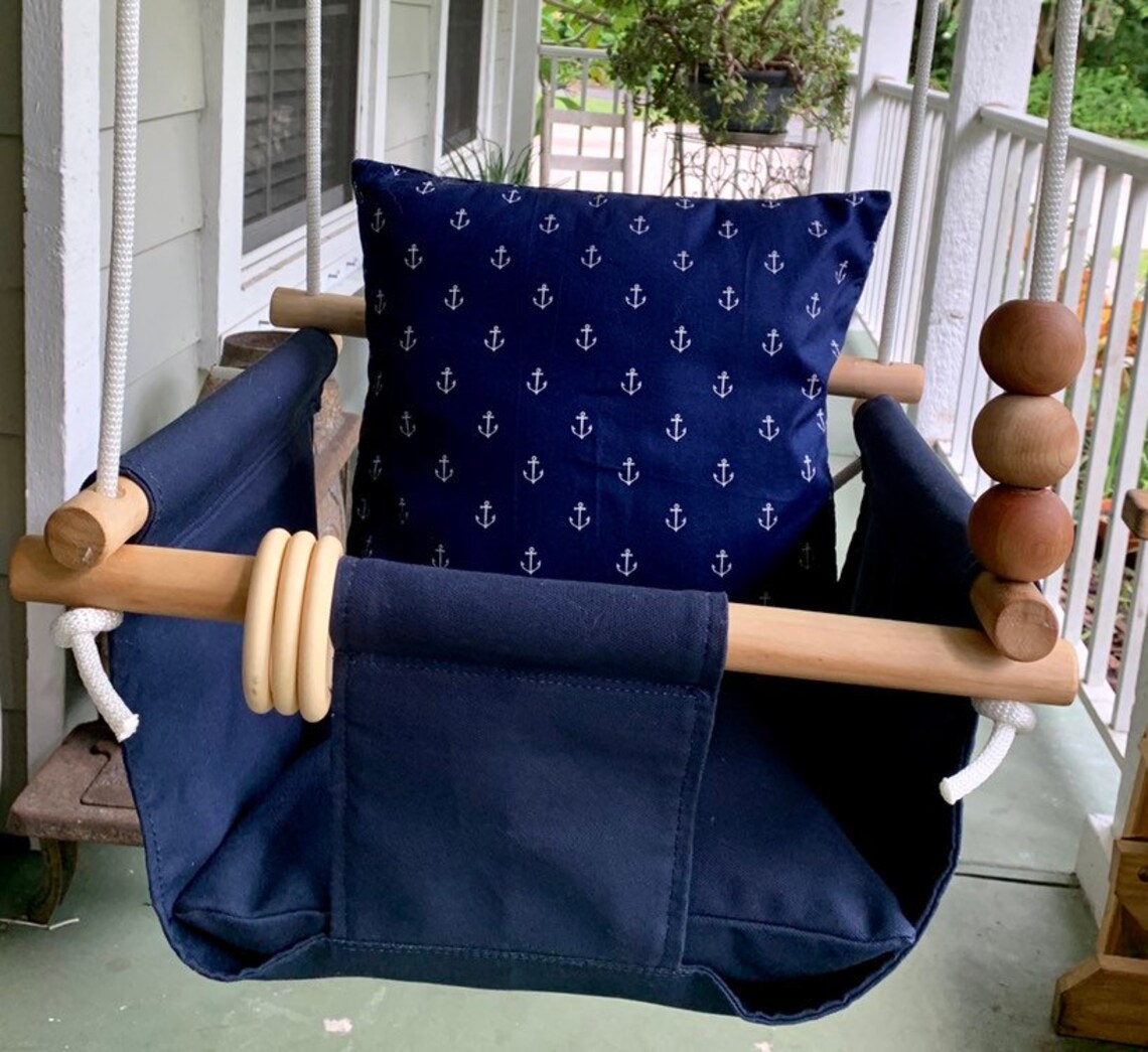 Navy Baby Swing Indoor Baby Nautical Indoor Navy Blue Swing | Etsy