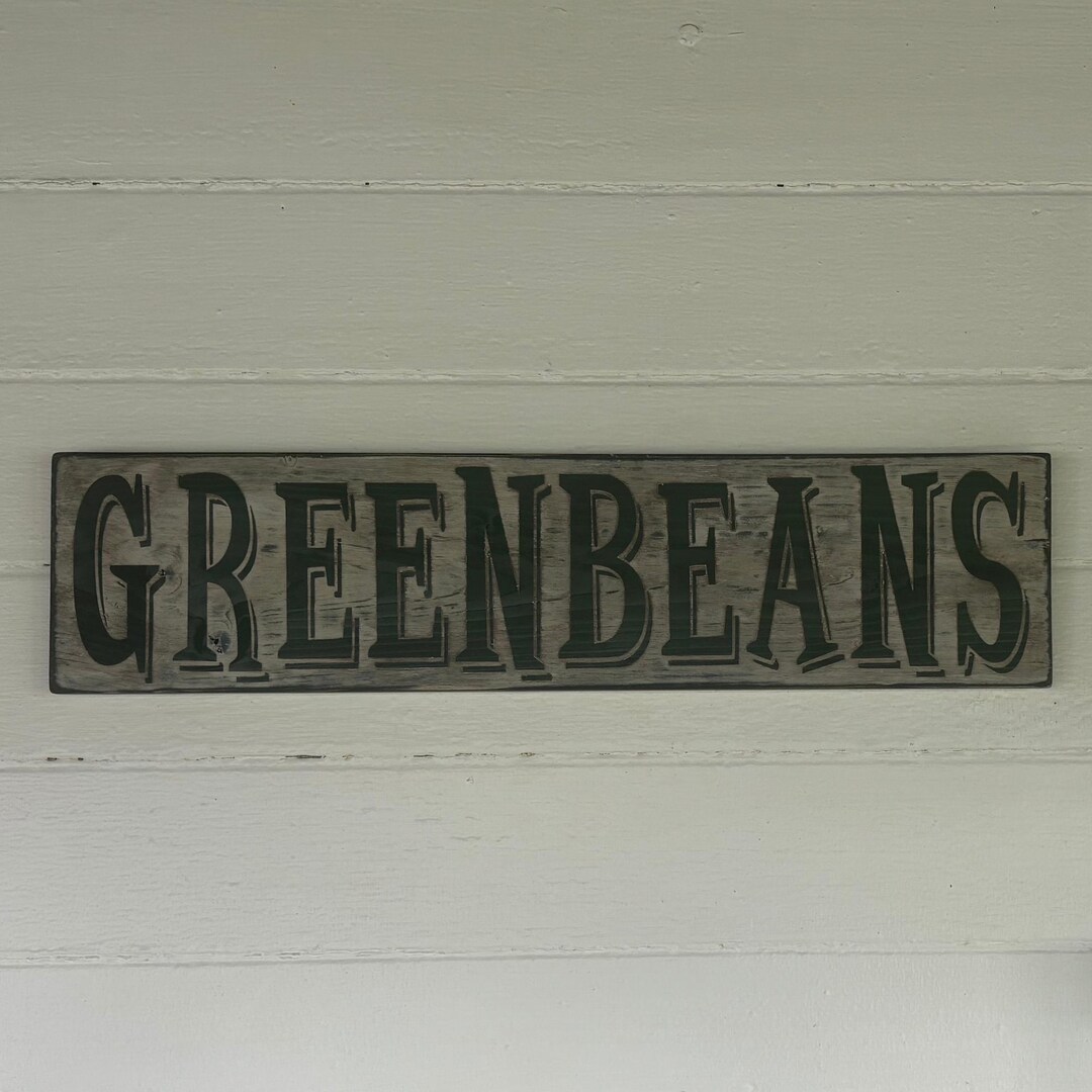 Vintage Wooden Green Beans Produce Sign Antique Farmhouse Kitchen Decor ...