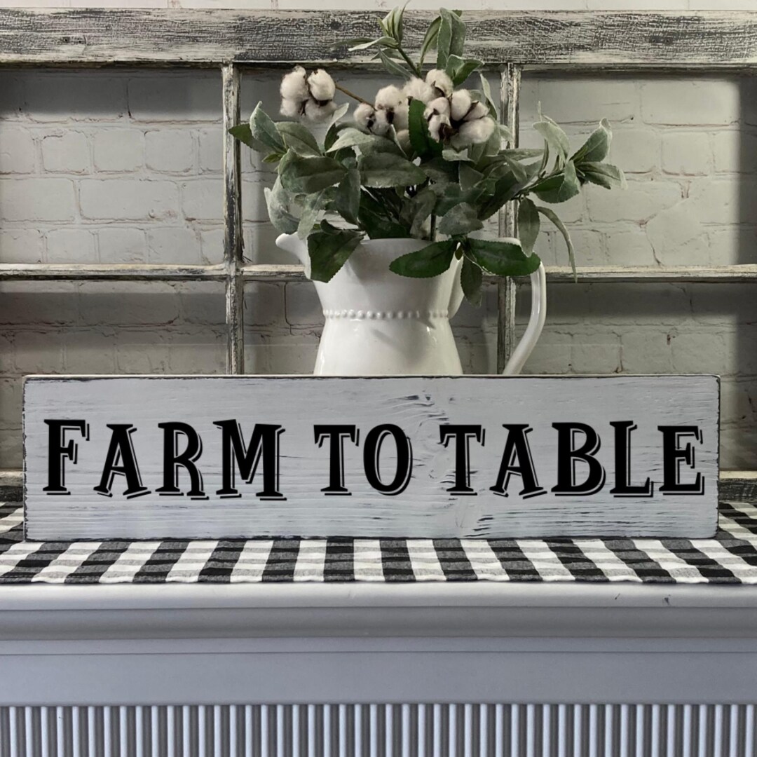 Farm to Table Rustic Wood Sign Handcrafted Farmhouse Decor for Kitchen ...