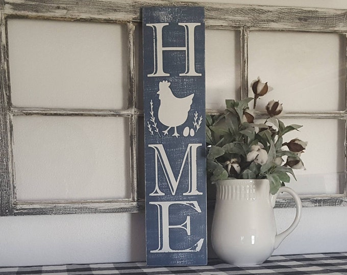 Home Sign, Home Sign With Chicken, Farmhouse Decor, Chicken Decor ...