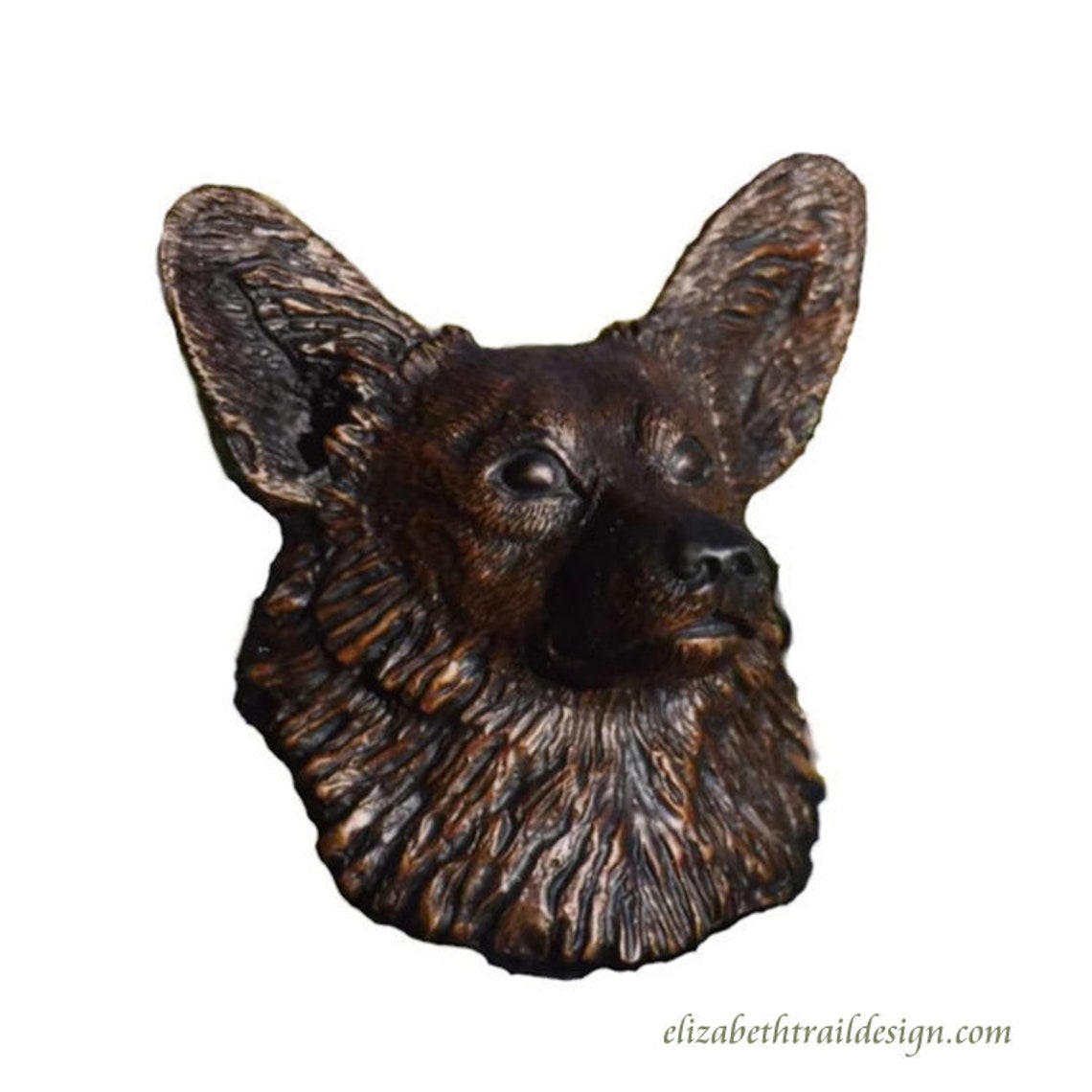 Corgi Bronze Sculpture, Life-sized Pembroke Welsh Corgi Head Bronze ...