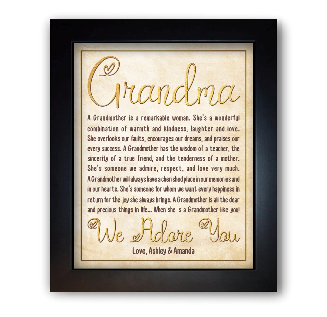 Unique Art Personalized Gift Idea for Grandma, Poem for Grandmother ...