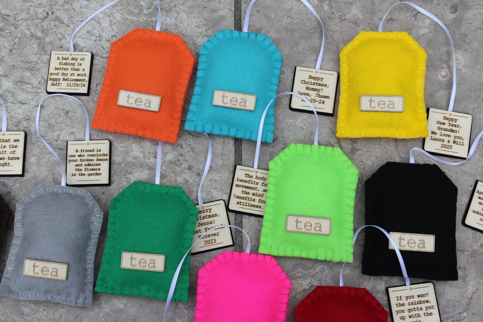 Customized Felt Tea Bag Ornaments - Etsy