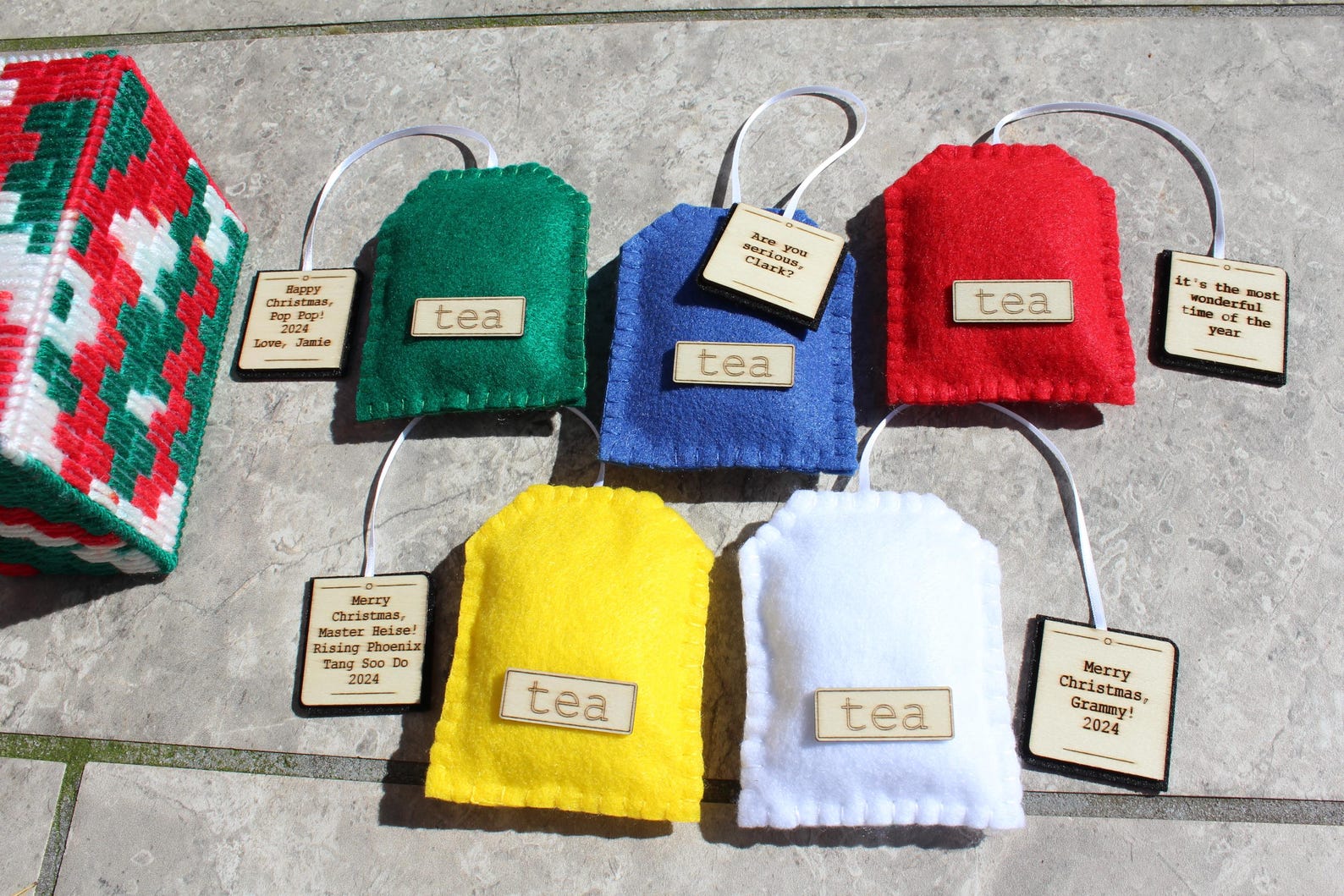 Customized Christmas Felt Tea Bag Set With Handsewn Box - Etsy