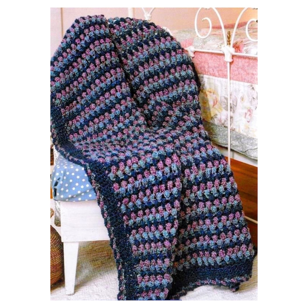 Vintage Crochet Pattern Striped Afghan Blanket PDF Instant Digital ...