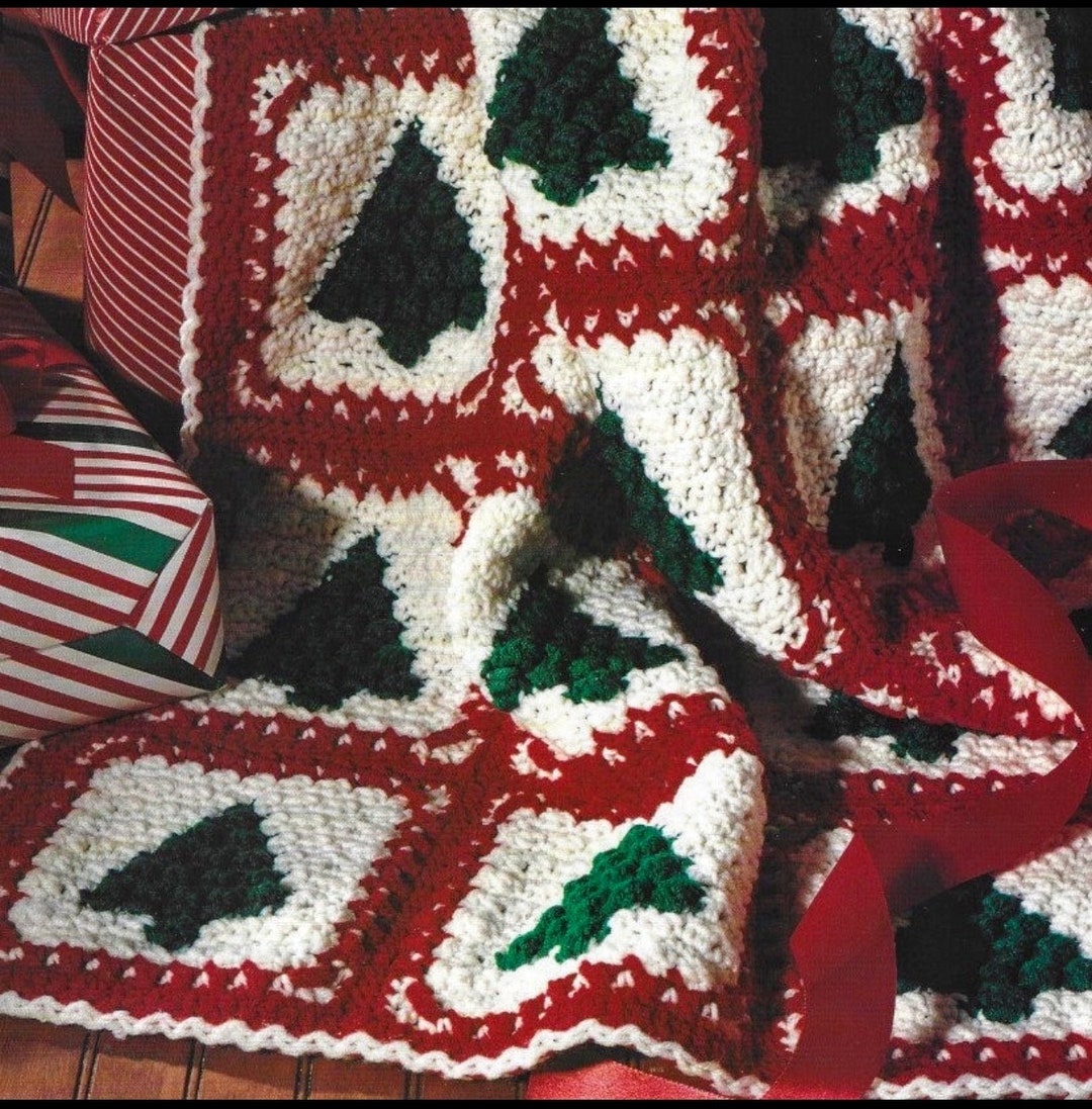Vintage Crochet Pattern Christmas Tree Motif Afghan PDF Instant Digital ...
