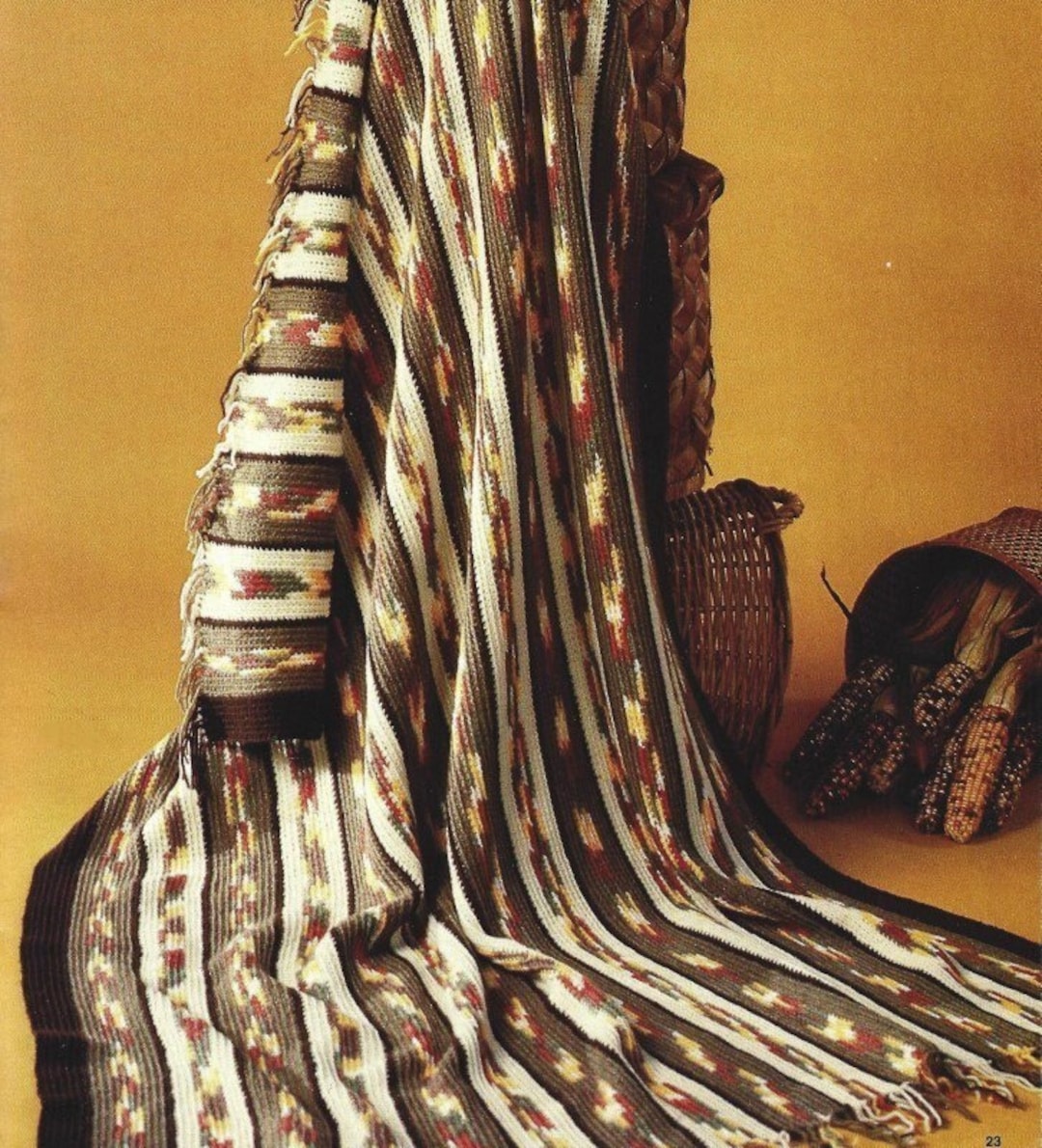 Vintage Crochet Afghan Pattern Aztec Indian Blanket PDF Instant Digital ...