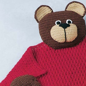 Vintage Crochet Pattern Plush Bear Security Blanket Afghan Stuffed ...