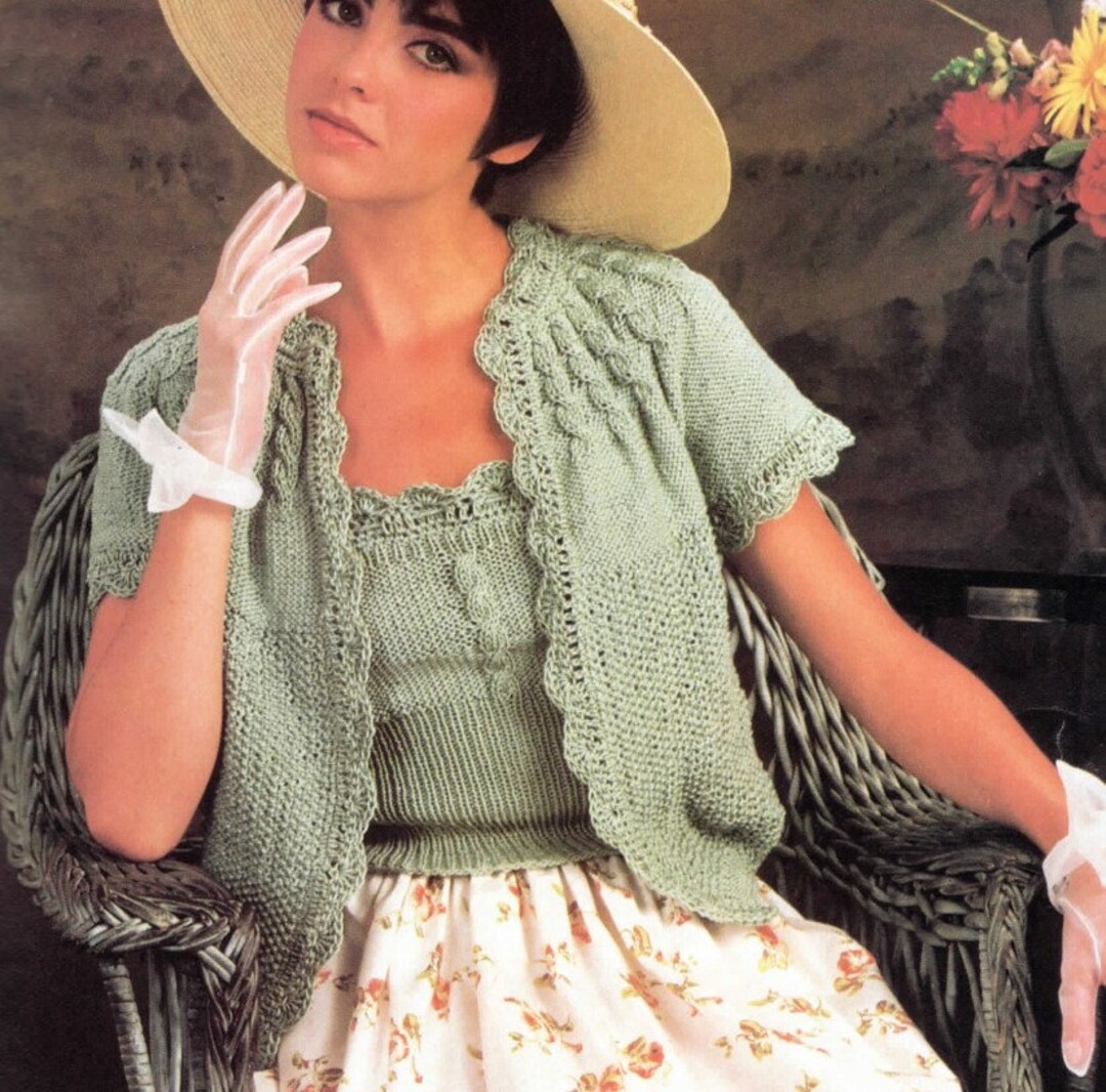 Vintage Knitting Pattern Victorian Cable Yoke Cardigan and Matching ...