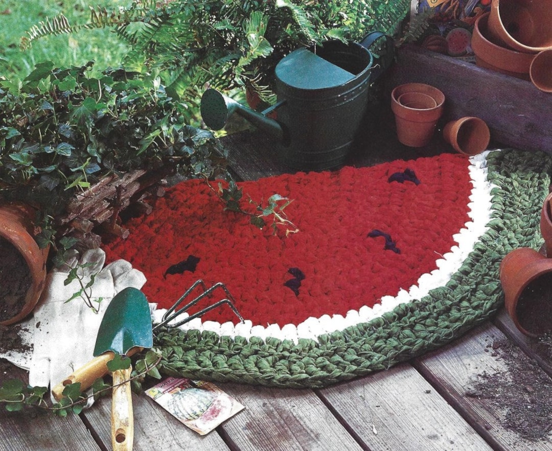 Vintage Crochet Pattern Watermelon Rag Rug PDF Instant Digital Download ...