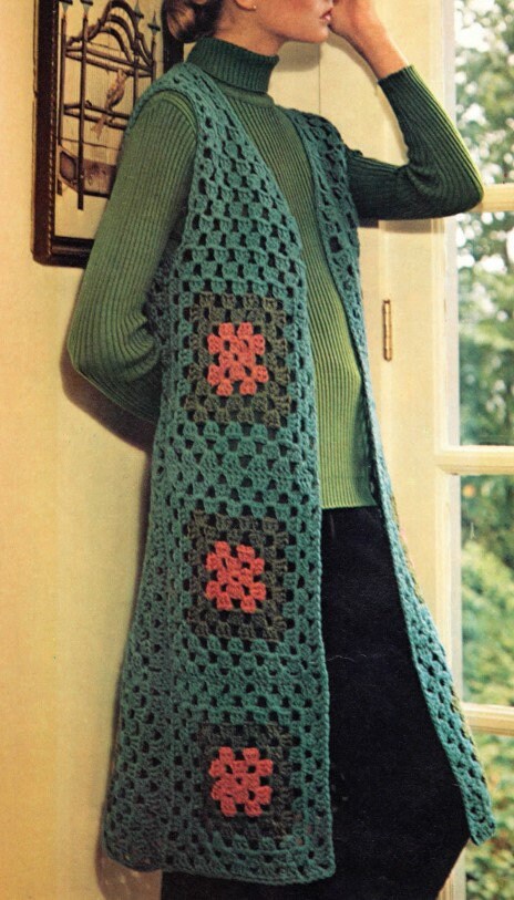 Vintage Crochet Pattern Granny Square Cardigan Duster Jacket - Etsy UK