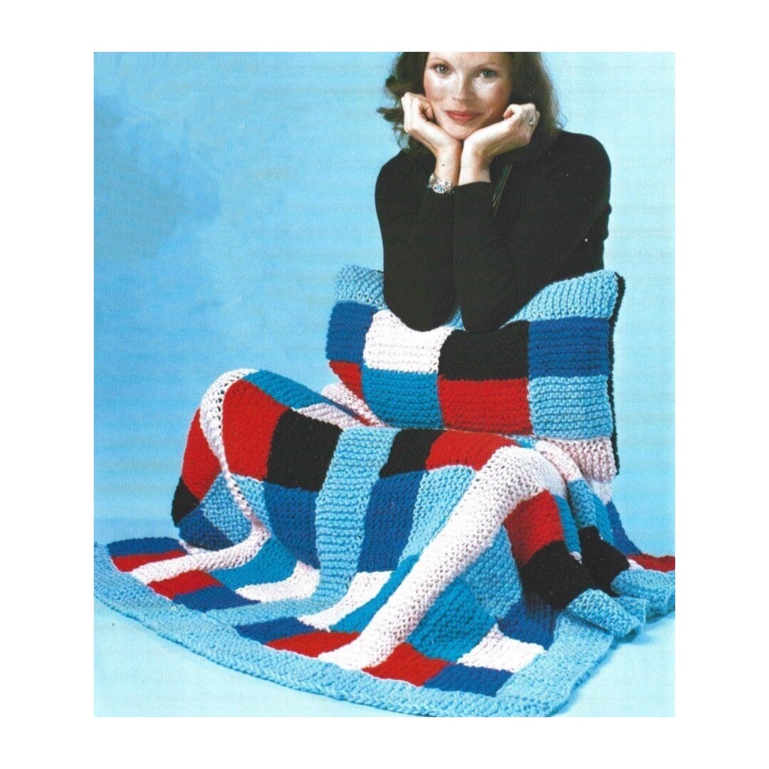 Vintage Knitting Pattern Buffalo Check Afghan and Matching Pillow PDF ...