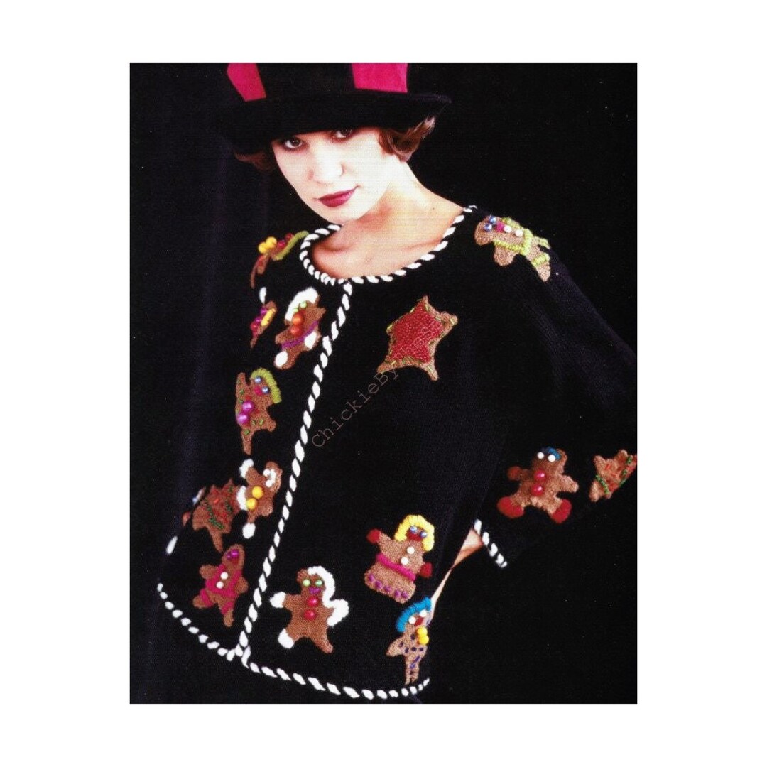 Vintage Knitting Pattern Christmas Sweater Gingerbread Man Cardigan PDF ...