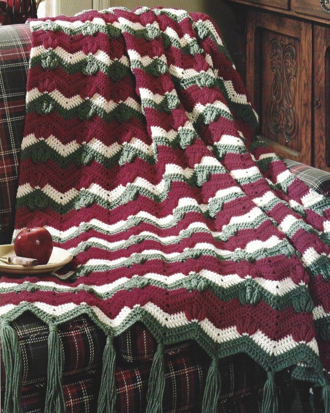 Vintage Crochet Pattern Christmas Ripple Afghan PDF Instant Digital ...