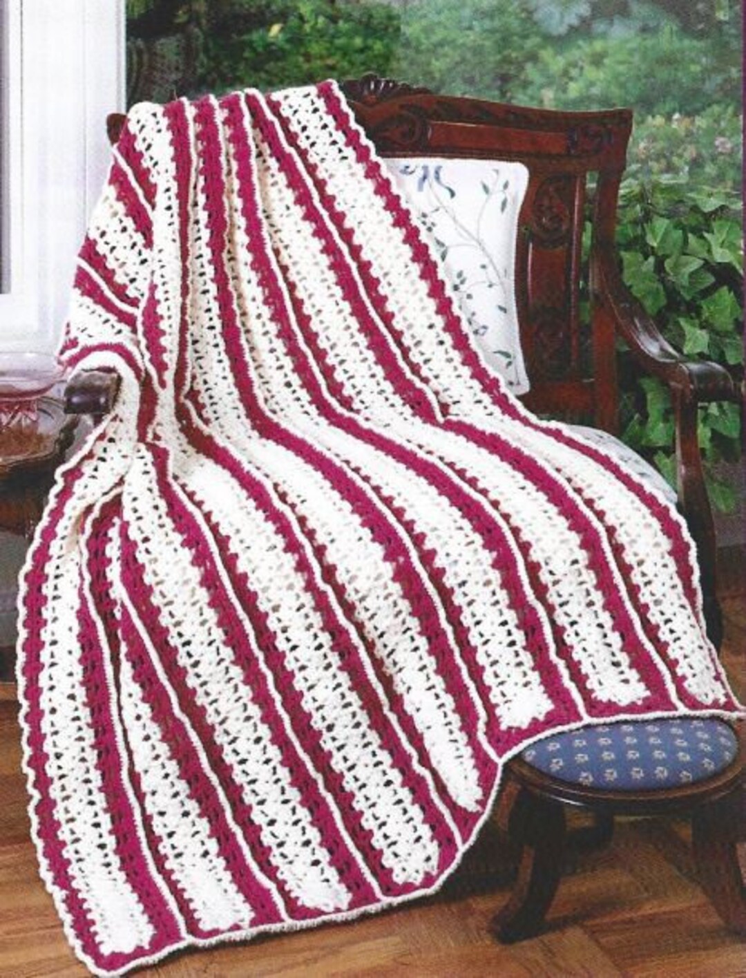 Mile A Minute Crochet Pattern Raspberry Stripe Afghan PDF - Etsy