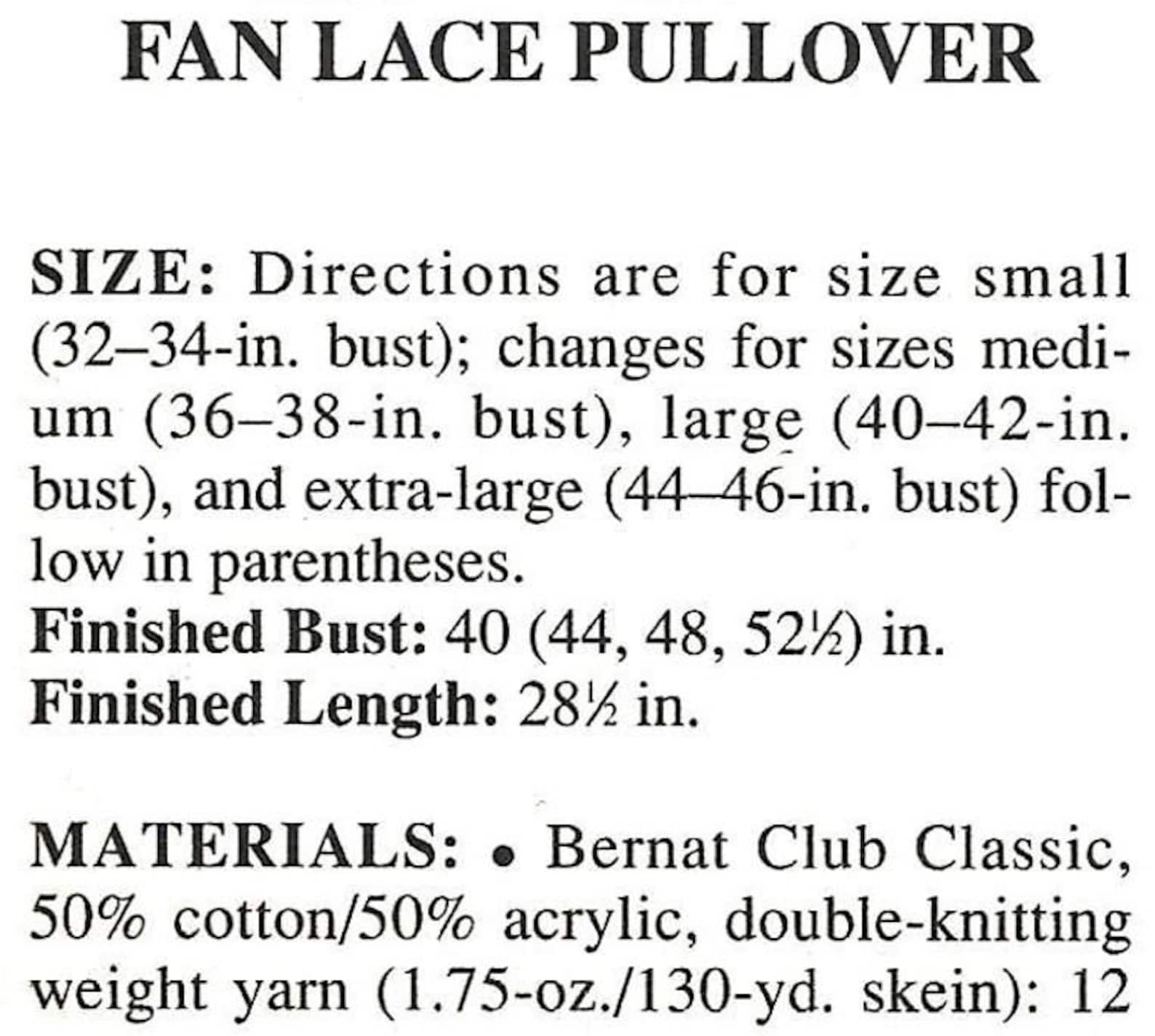 Vintage Crochet Pattern, Lacy Fan Pullover Top (PDF Digital Download ...