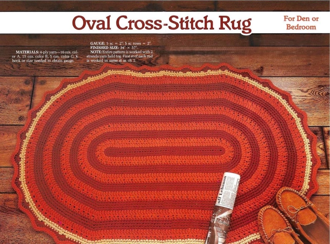 Vintage Crochet Pattern Oval Rug Retro Kitchen Area Rug Throw Rug ...