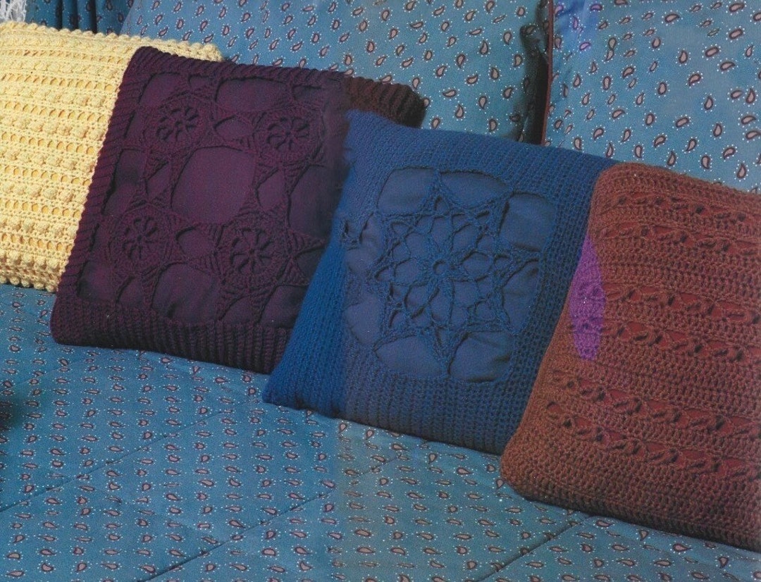 Vintage Crochet Pattern Throw Pillows Set of 4 PDF Instant Digital ...