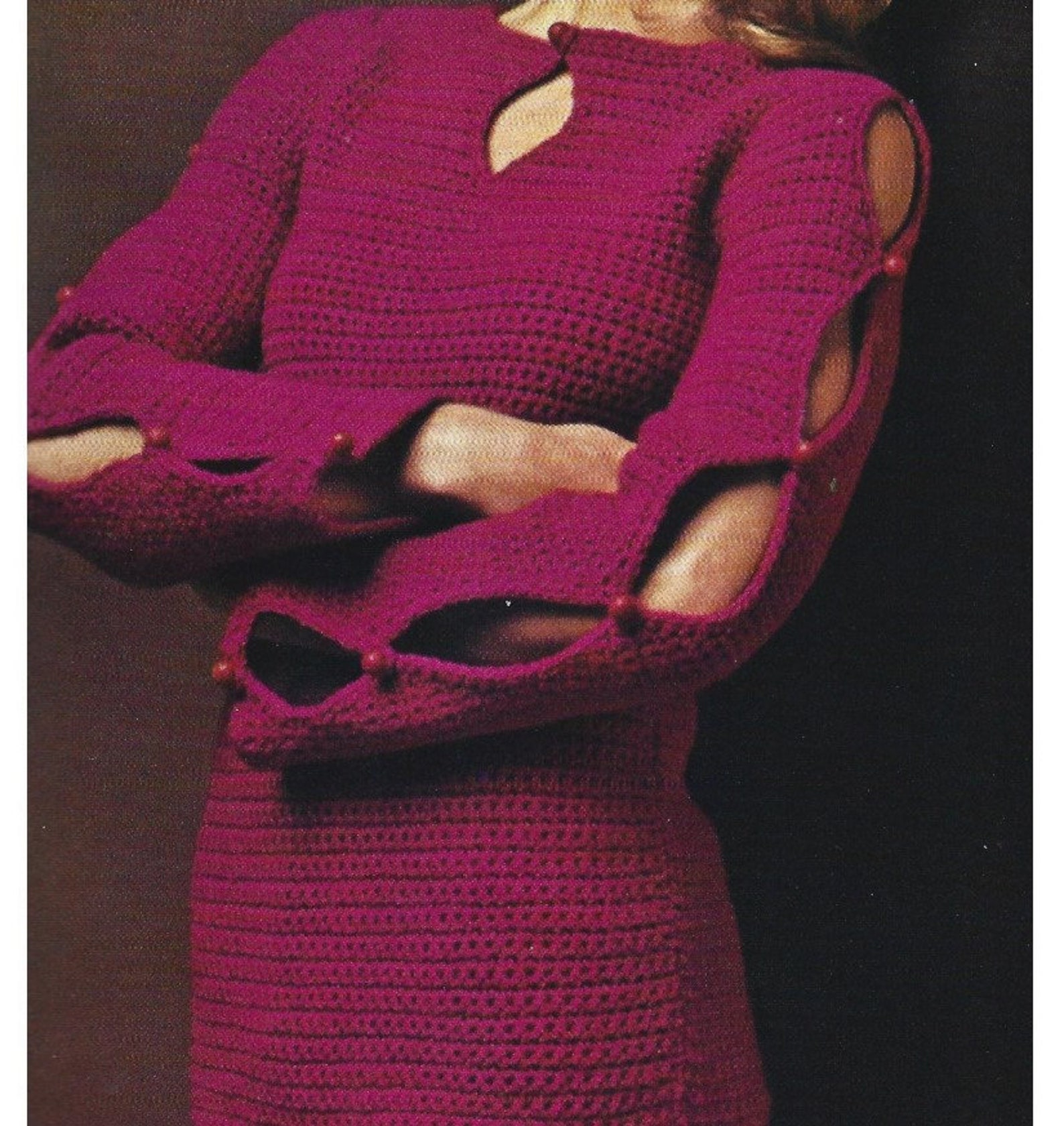 Vintage Crochet Pattern Pullover Keyhole Sweater PDF Instant Digital ...