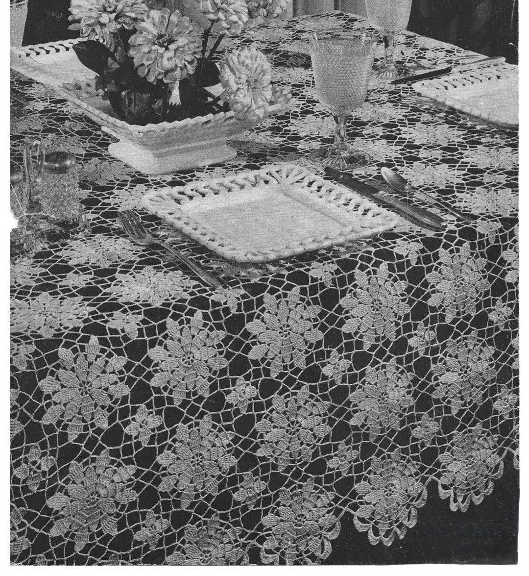 Vintage Crochet Tablecloth Pattern Queen Annes Lace Rectangle PDF ...