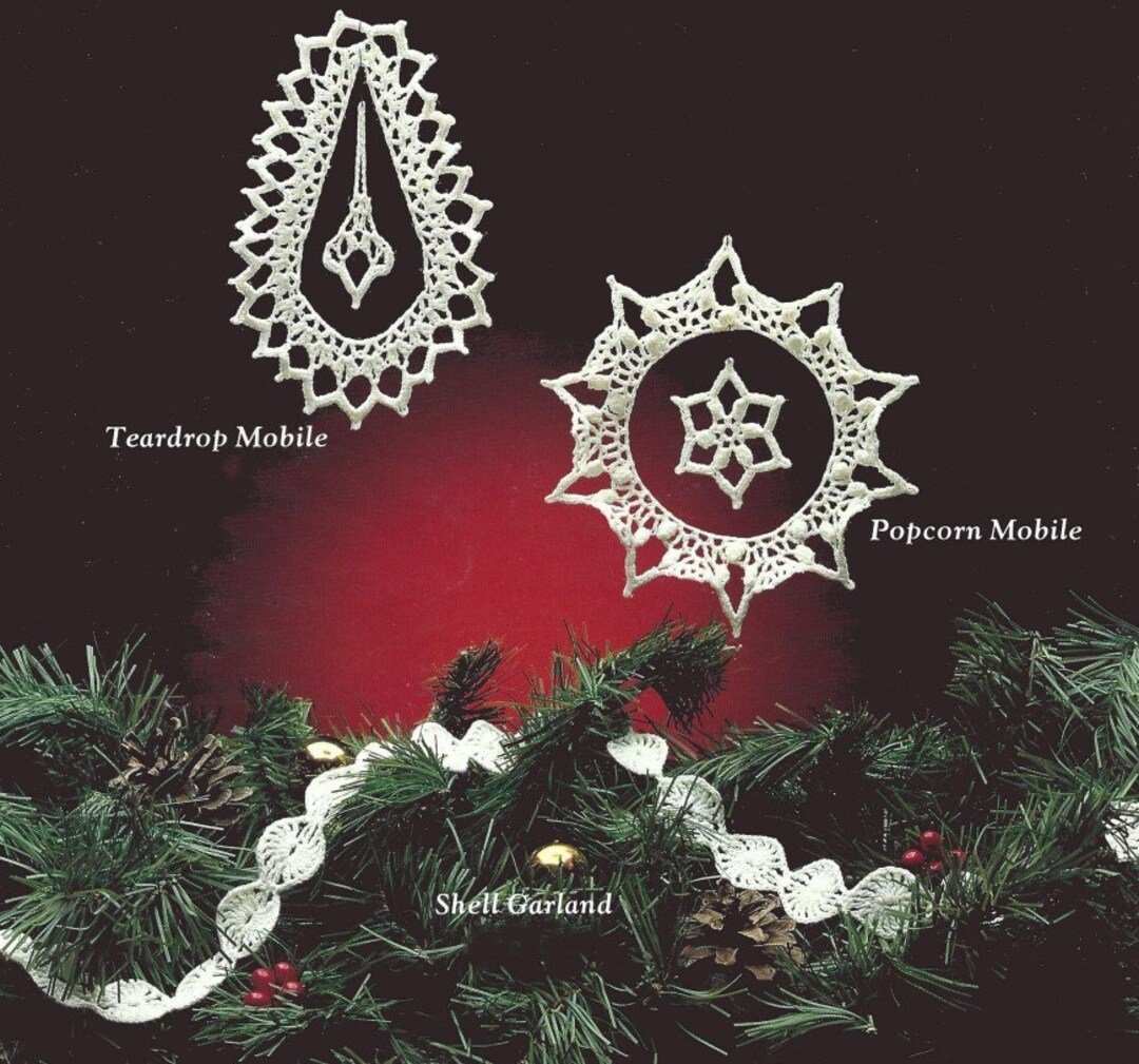 Vintage Crochet Pattern Christmas Ornaments Retro Lacy Christmas ...