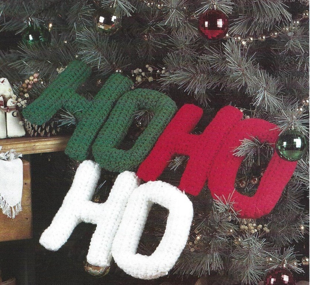Vintage Christmas Crochet Pattern Ho Ho Ho Throw Pillow PDF Instant ...