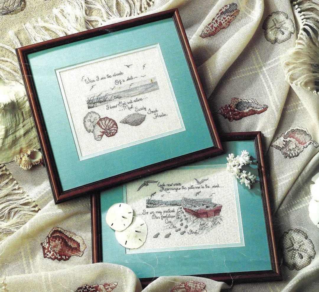 Anne Cloth Cross Stitch Pattern Seashell Coastal Afghan and Pillow PDF ...