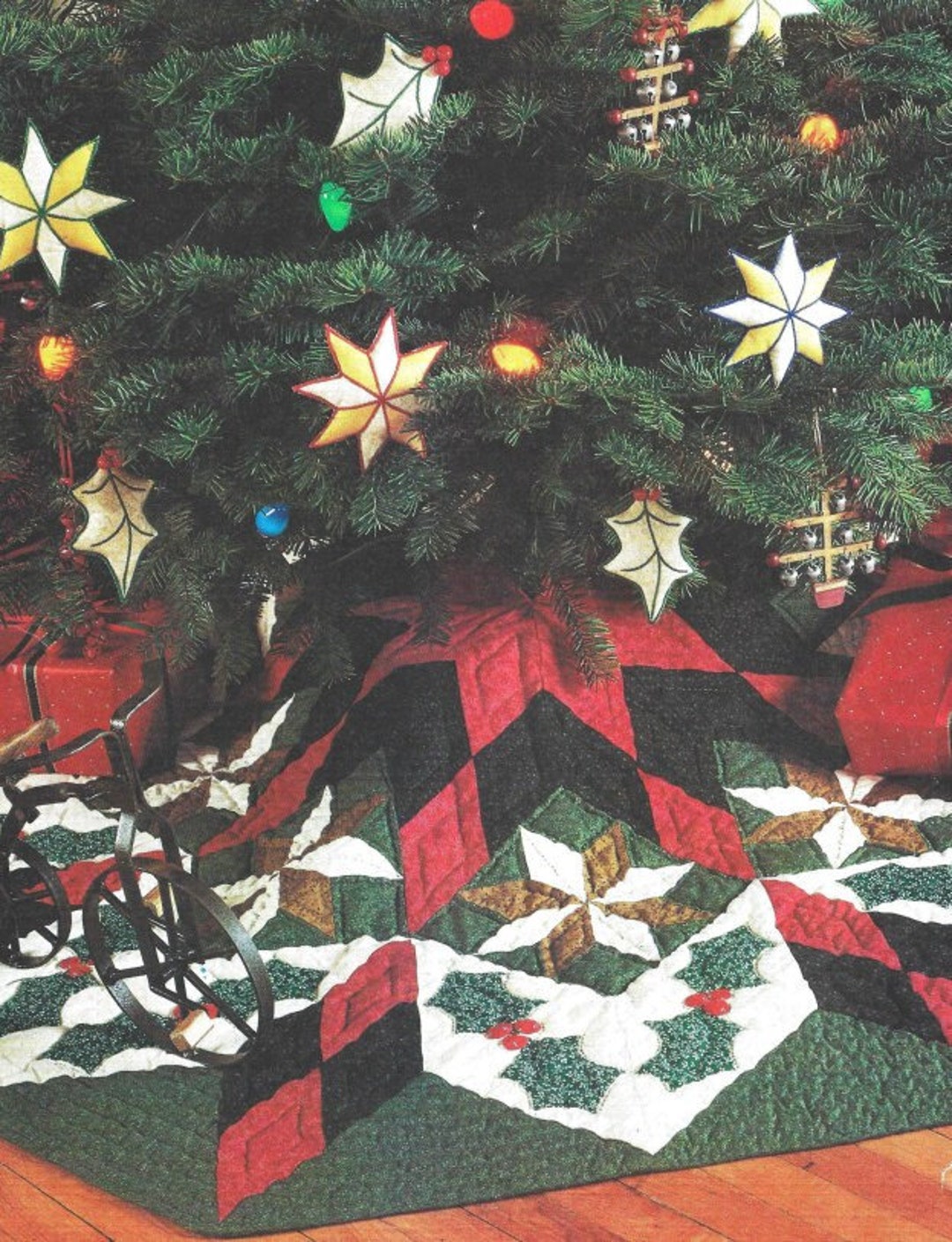 Vintage Sewing Pattern Quilted Christmas Tree Skirt and Ornaments PDF ...