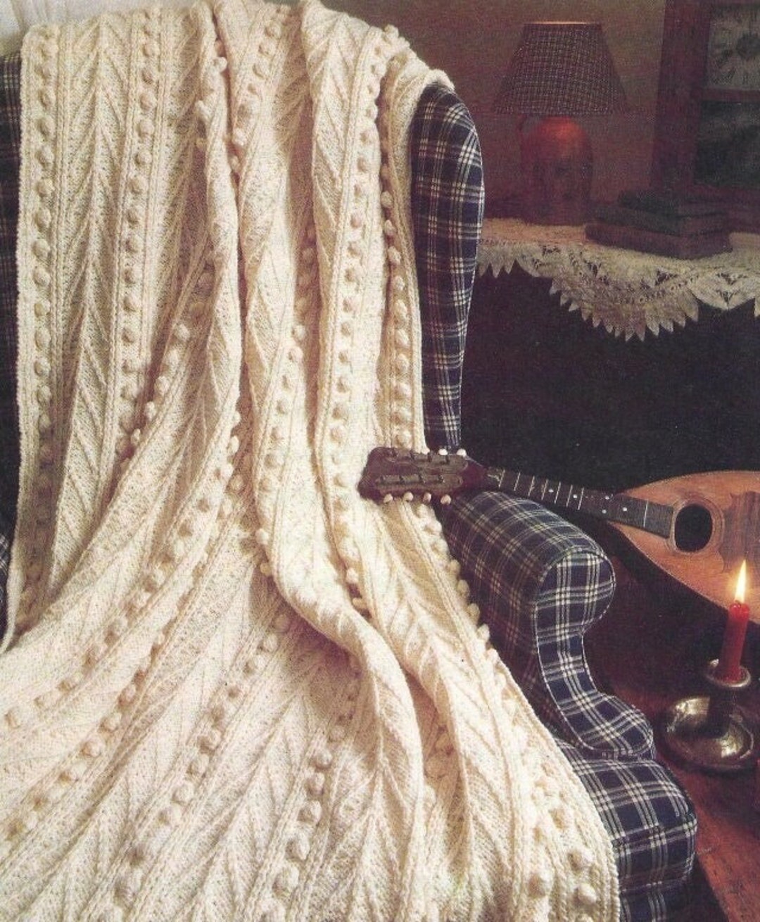 Vintage Knitting Pattern Classic Aran Fisherman Afghan PDF Instant ...