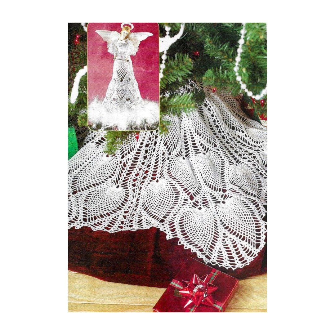 Vintage Crochet Pattern Pineapple Christmas Tree Skirt and Matching ...