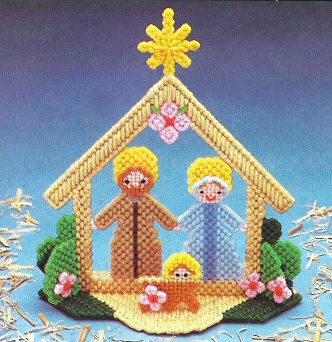 Plastic Canvas Pattern Nativity Scene Christmas Ornament PDF Instant ...