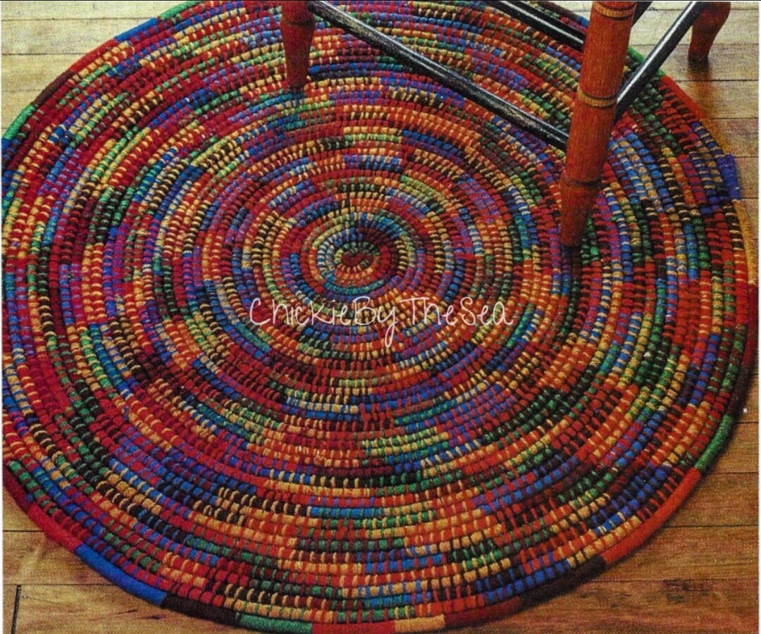 Vintage Coiled Rug Pattern No Sew Meditation Mat PDF Instant Digital ...