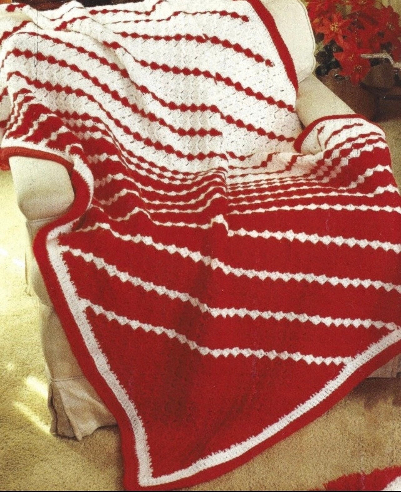 Vintage Christmas Crochet Pattern Candy Cane Afghan PDF Instant Digital ...