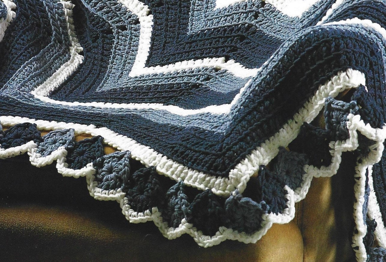 Vintage Crochet Pattern Granny Square Ripple Afghan Blanket - Etsy