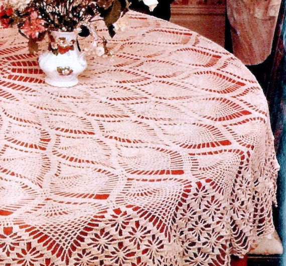 Free Crochet Round Pineapple Tablecloth Pattern Knitted Tablecloth
