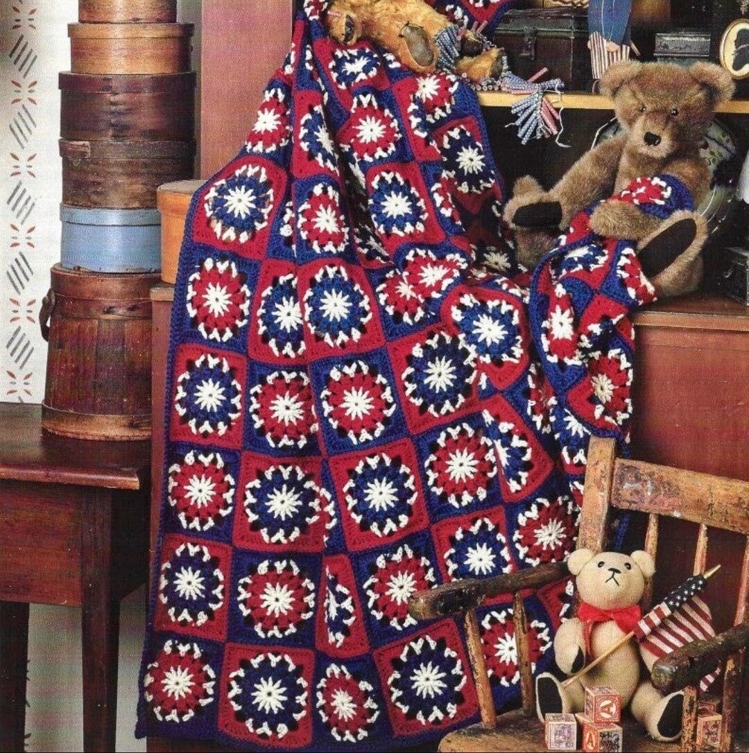 Vintage Crochet Pattern 4th of July Fireworks Afghan PDF Instant ...