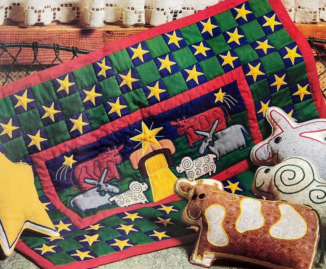 Vintage Christmas Sewing Pattern Peace Kingdom Quilted Nativity Manger ...