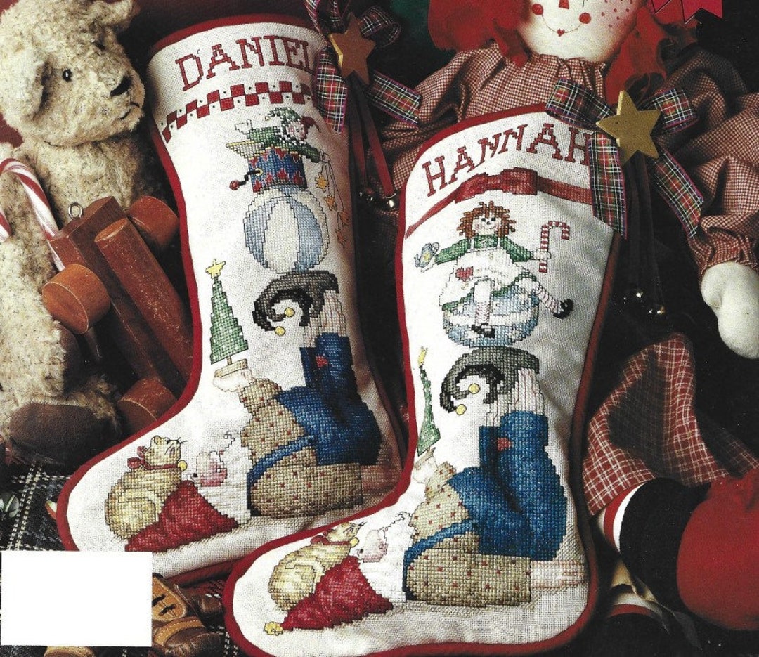 Vintage Cross Stitch Stocking Pattern Christmas Elf PDF Instant Digital ...