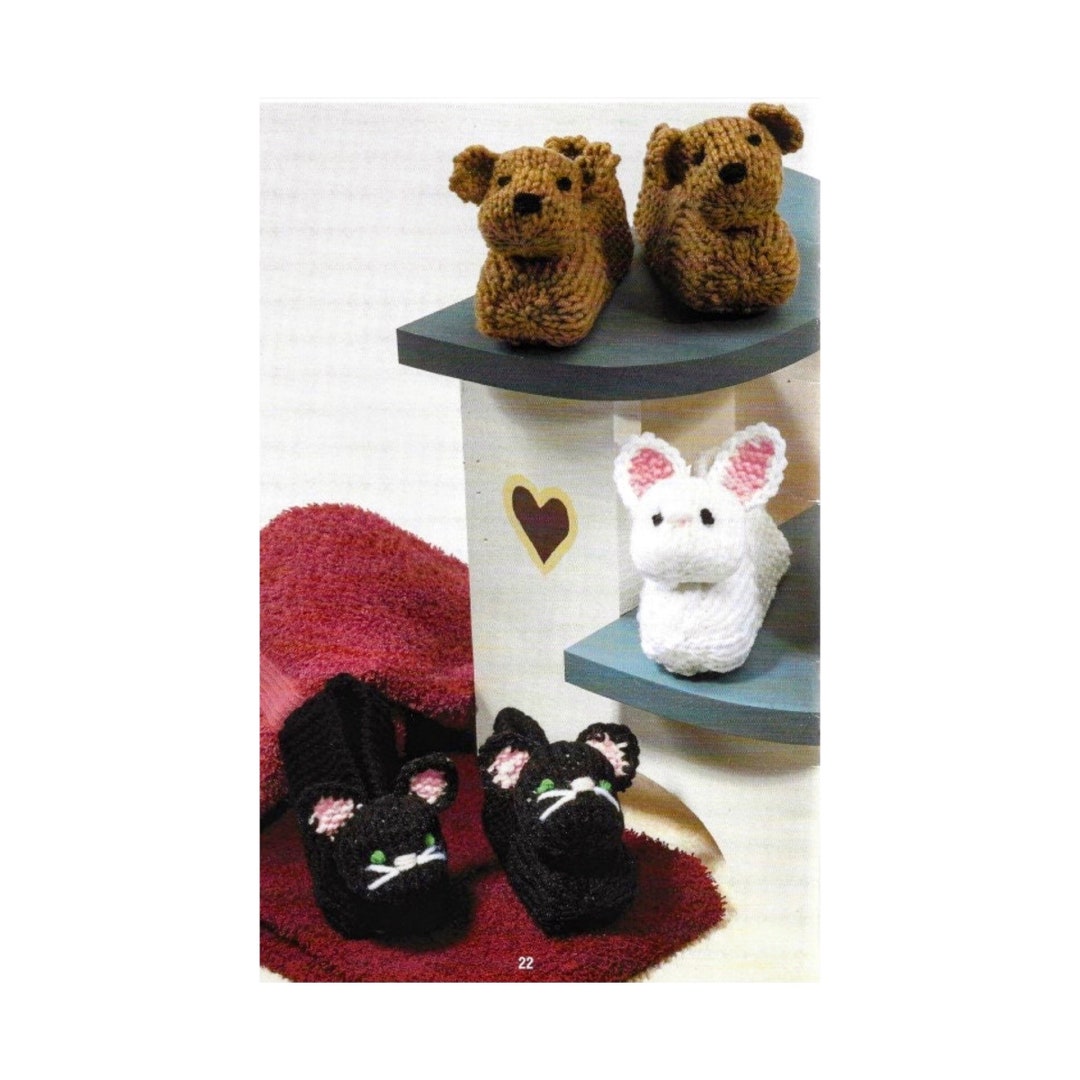 Vintage Knitting Pattern Kids Sleepover Slippers Puppy Kitten - Etsy