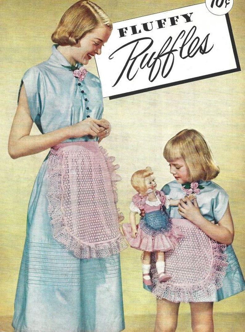 Vintage Crochet Frilly Aprons Pattern for Mom Daughter and - Etsy