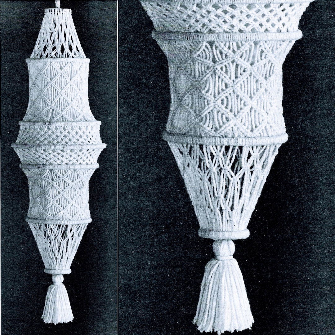 Vintage Macrame Pattern Lacy Hanging Lamp 3 Feet Long PDF Instant ...