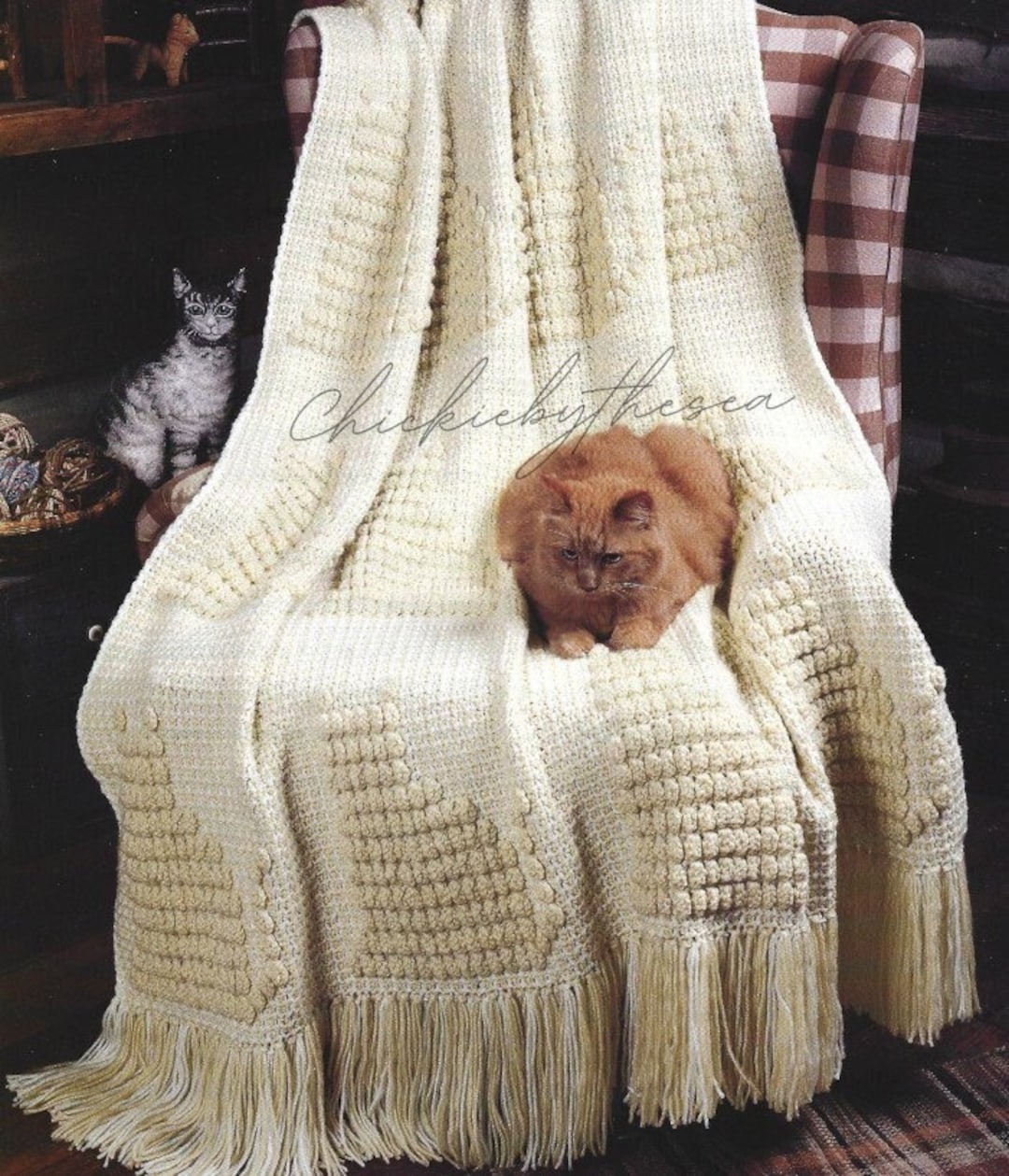 Vintage Crochet Pattern Sitting Kitty Cats Motif Afghan PDF Instant ...