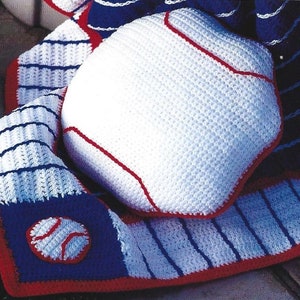 Crochet Kids Blanket Pattern Baseball Afghan and Matching Pillow PDF ...
