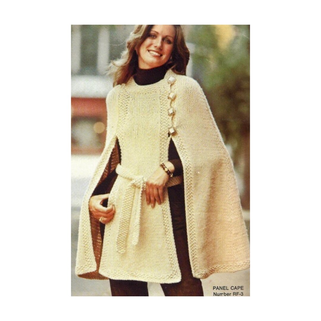 Vintage Knitting Pattern Cardigan Sweater Panel Cape Shawl PDF Instant ...