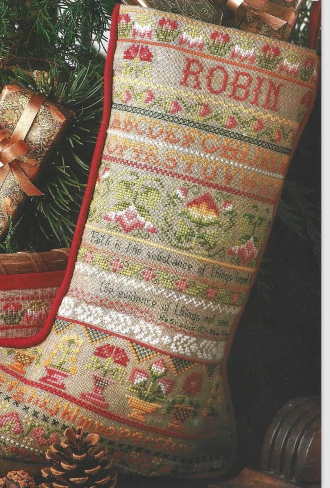Cross Stitch Stocking Pattern Vintage Christmas Colonial - Etsy