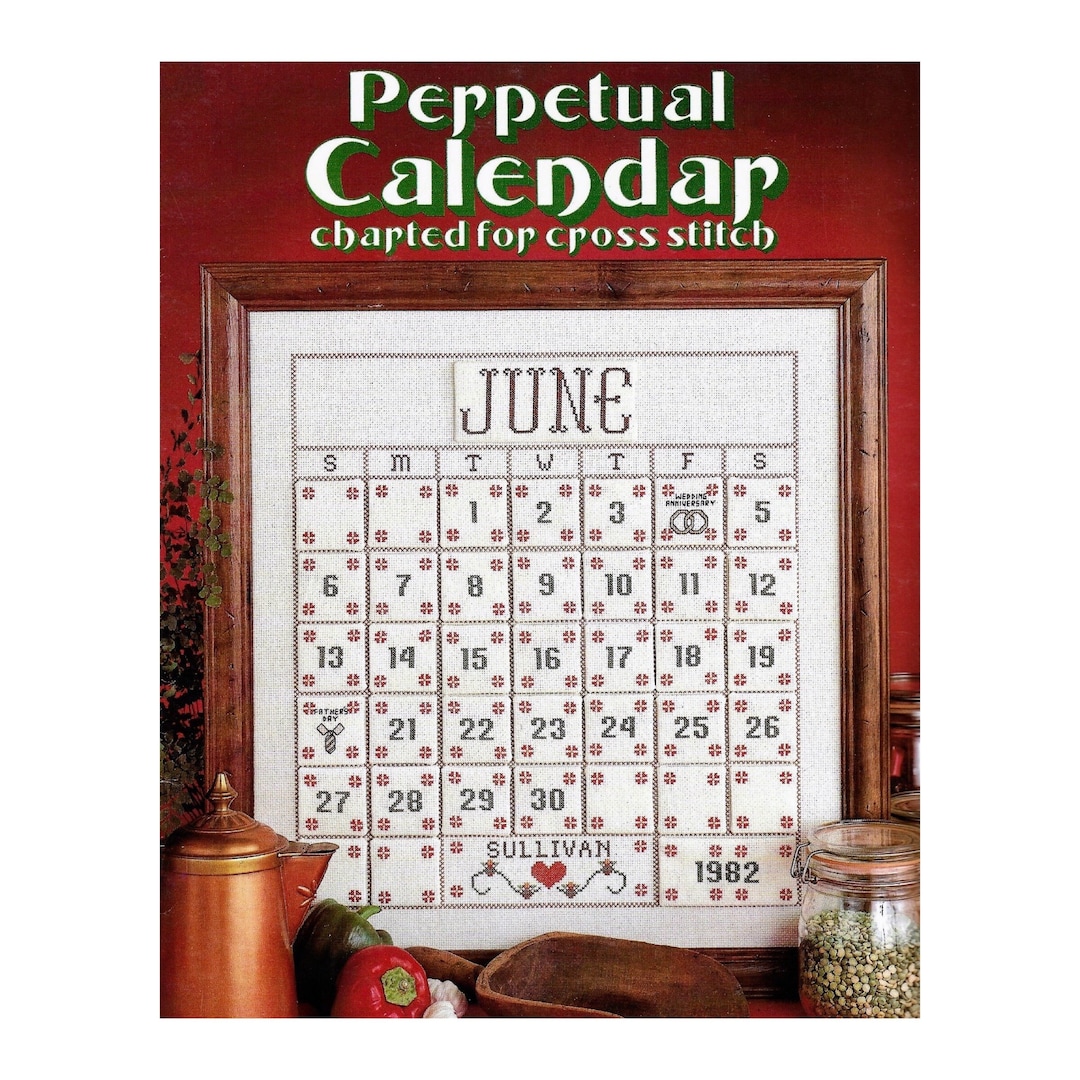 Cross Stitch Pattern Perpetual Calendar PDF Instant Digital Download ...