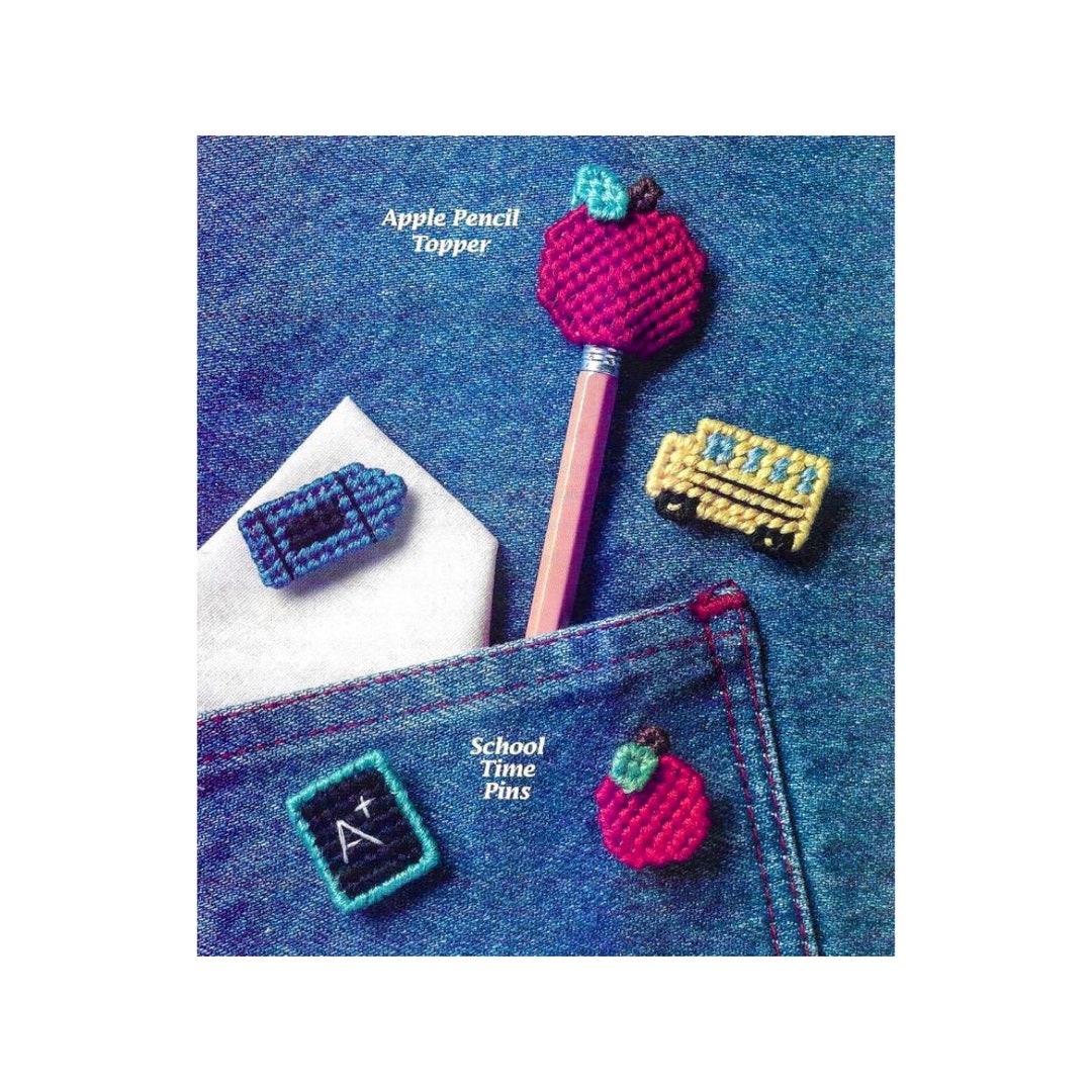 Plastic Canvas Pencil Topper and Pins Pattern PDF Instant Digital ...