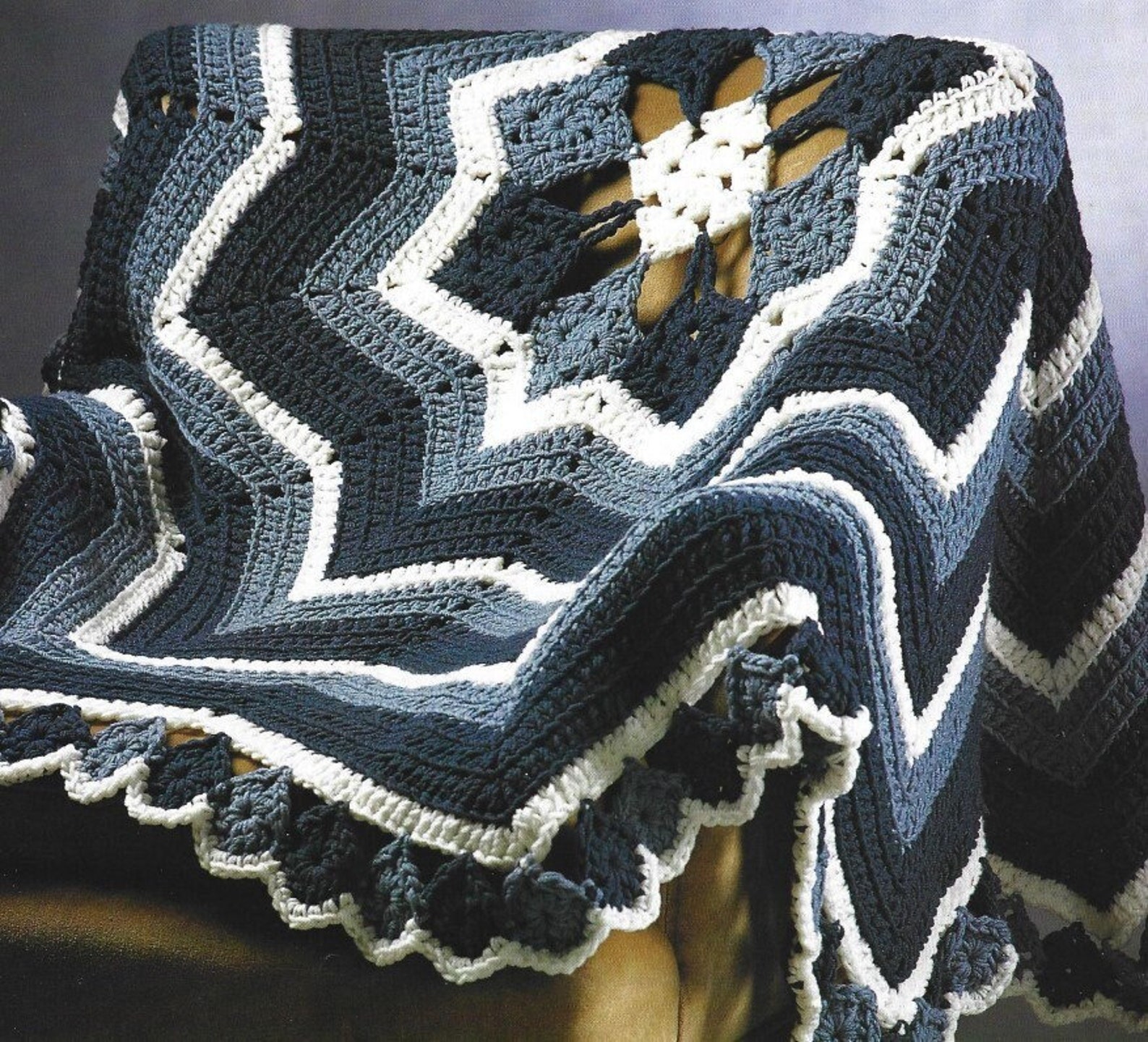 Vintage Crochet Pattern Granny Square Ripple Afghan Blanket - Etsy