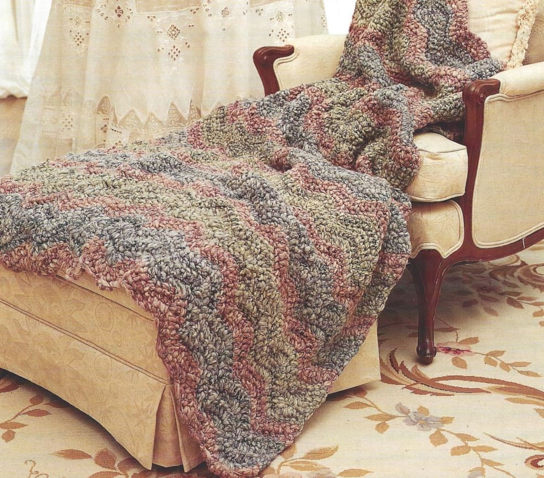 Vintage Crochet Ripple Afghan Pattern PDF Instant Digital Download Soft ...
